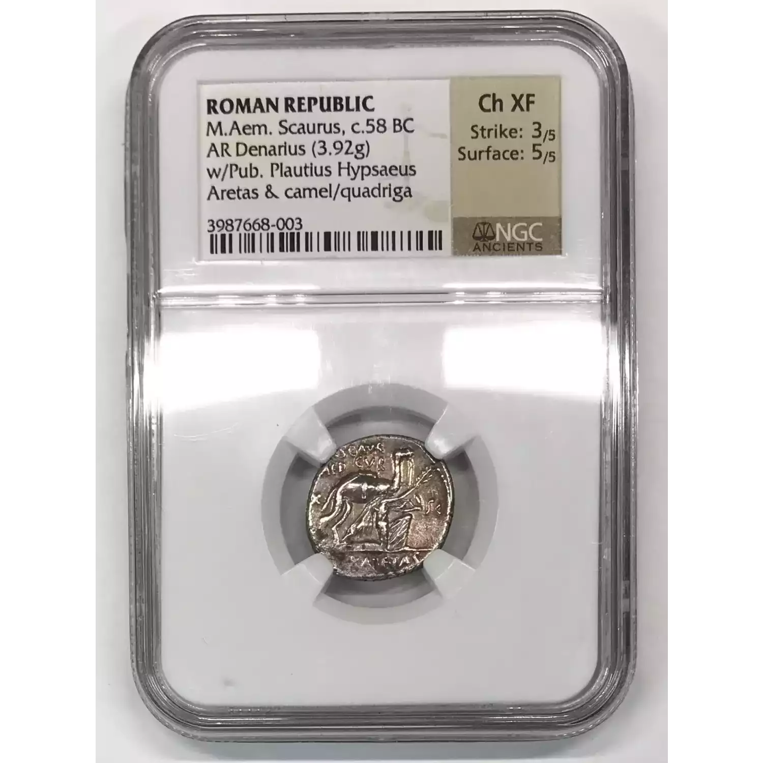 c.58 BC Roman Republic Ancient Coin NGC Ch-XF-Strike:-3/5-Surface:-5/5 ...