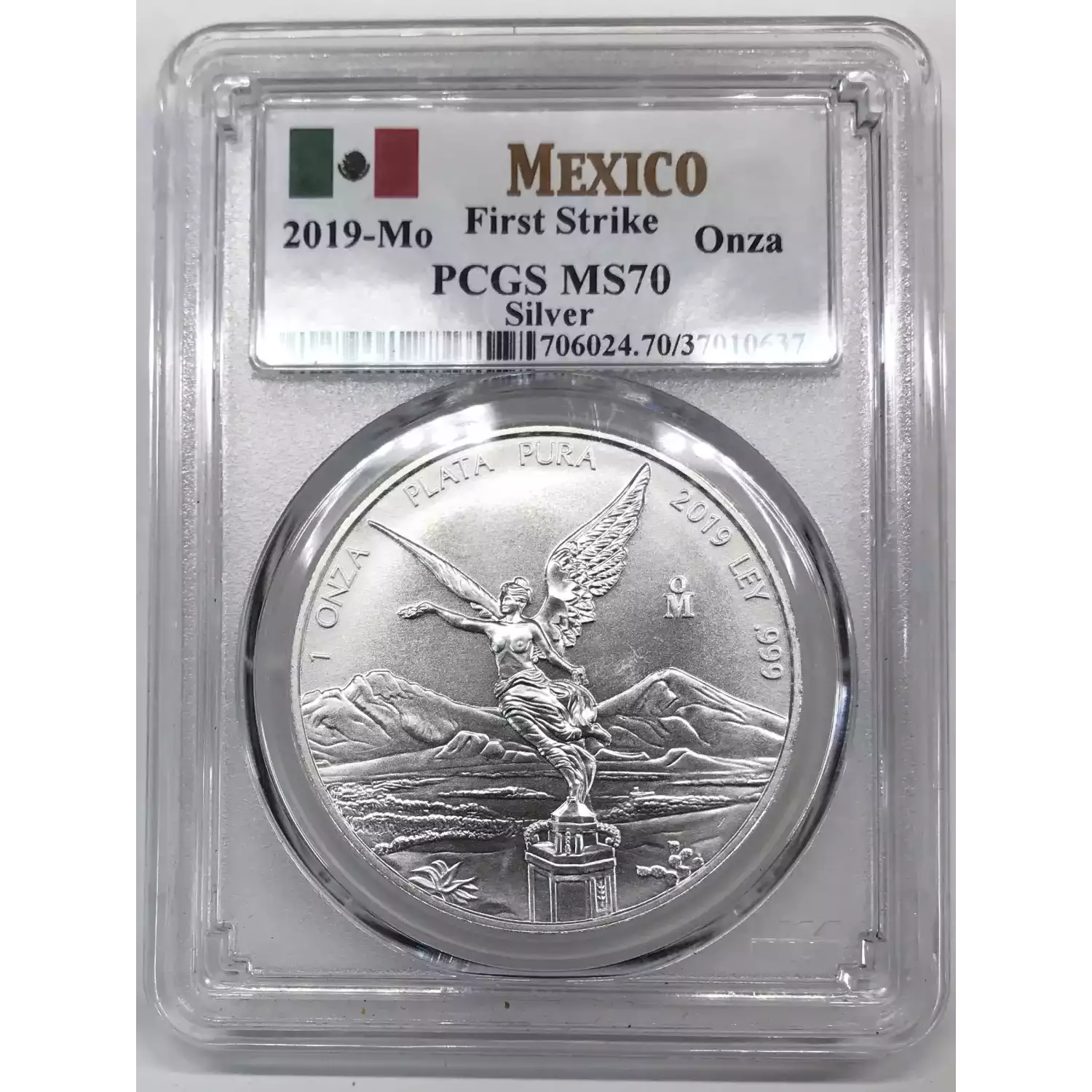 2019-Mo MEXICO Silver ONZA (Troy Ounce of Silver) PCGS MS-70 First ...