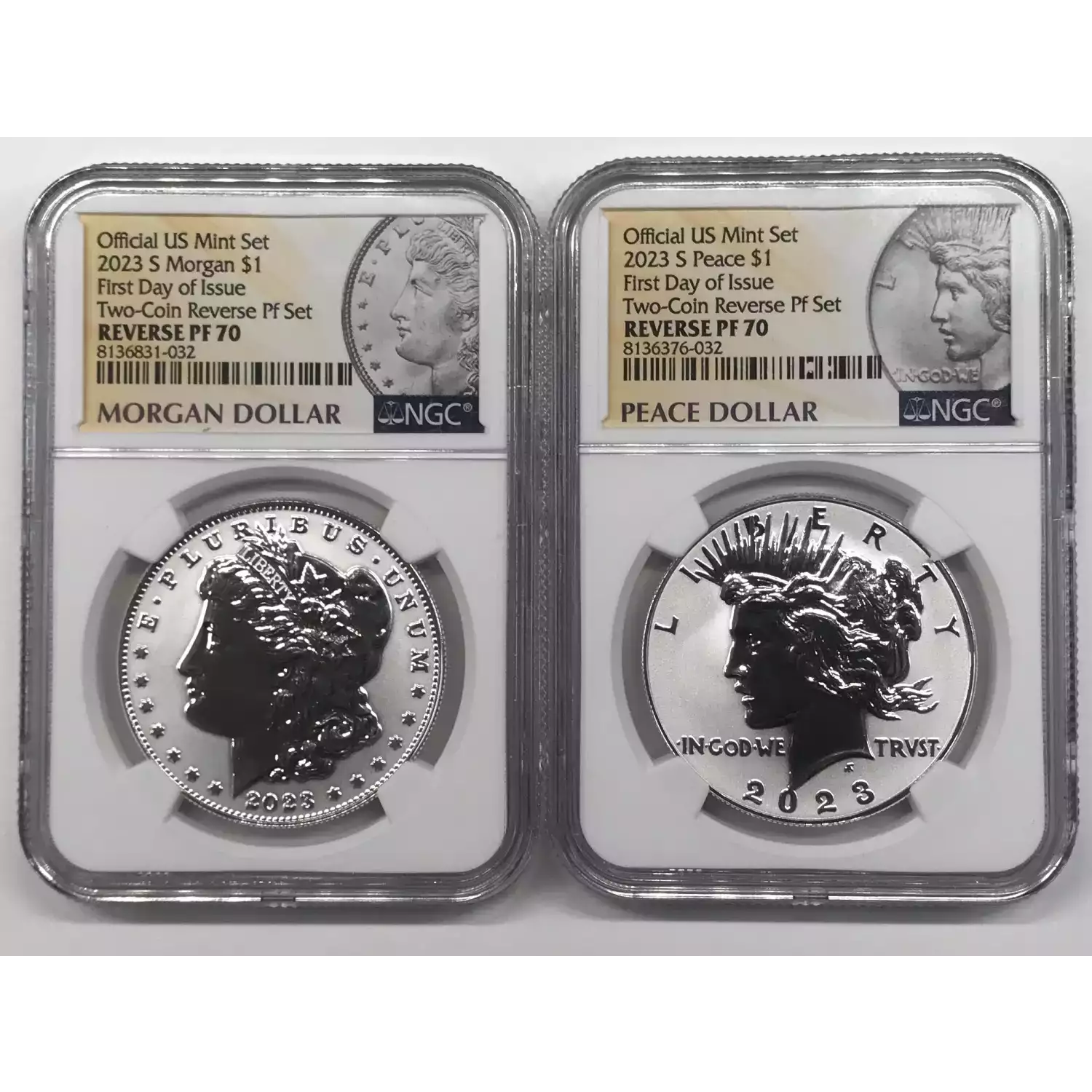 2023-S Morgan & Peace Silver Dollar 2-Coin Set NGC PF-70 Reverse Proof ...