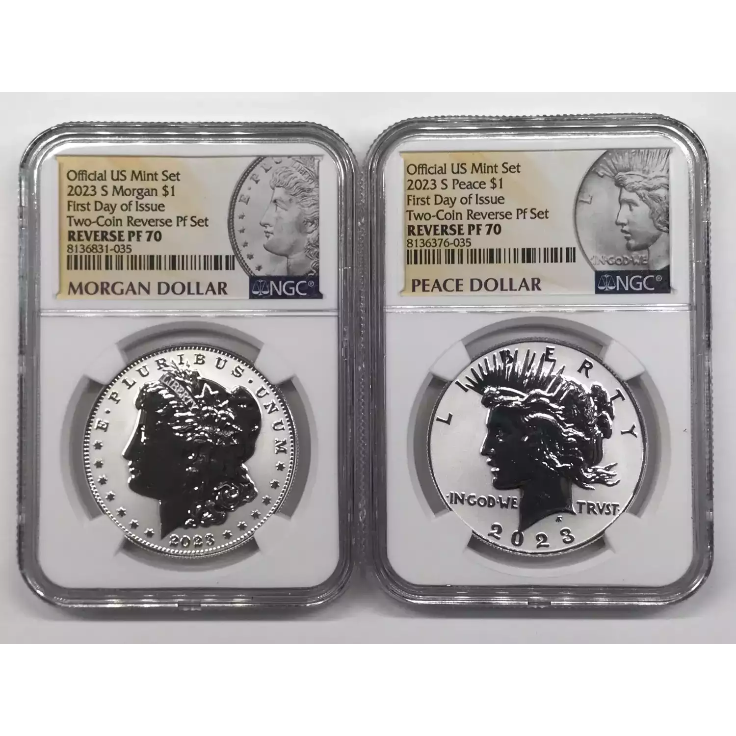 2023-S Morgan & Peace Silver Dollar 2-Coin Set NGC PF-70 Reverse Proof ...
