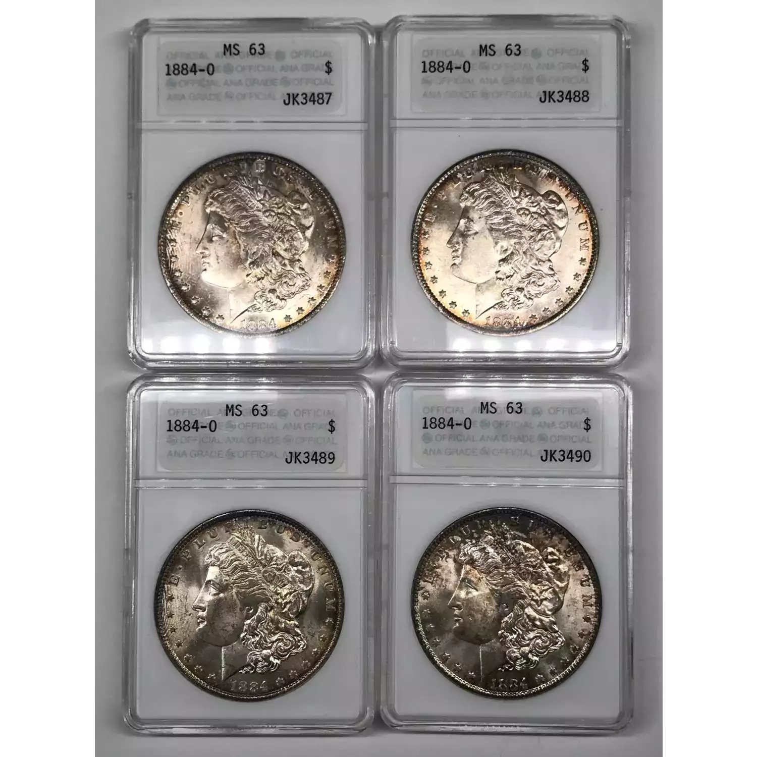 1884-O Morgan Silver Dollar ANACS MS-63 Consecutive Cert# 4-Coin Set - Old Pueblo Coin