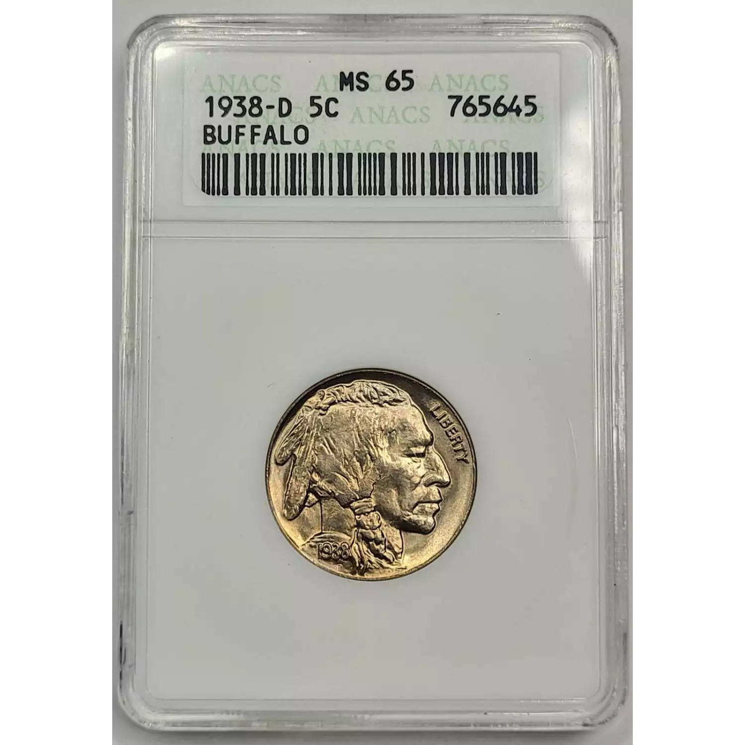 1938-D Buffalo Nickel ANACS MS-65 - Old Pueblo Coin