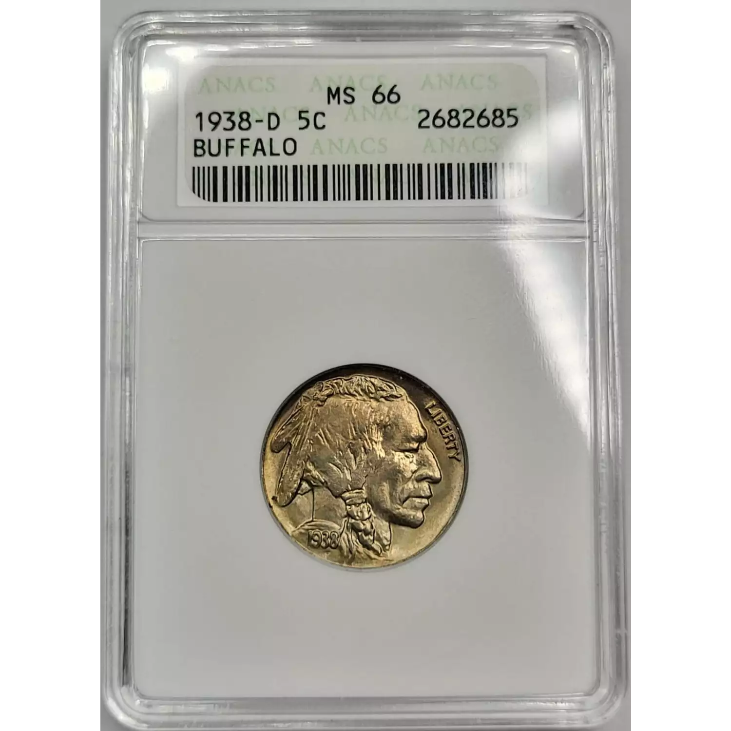 1938-D Buffalo Nickel ANACS MS-66 - Old Pueblo Coin