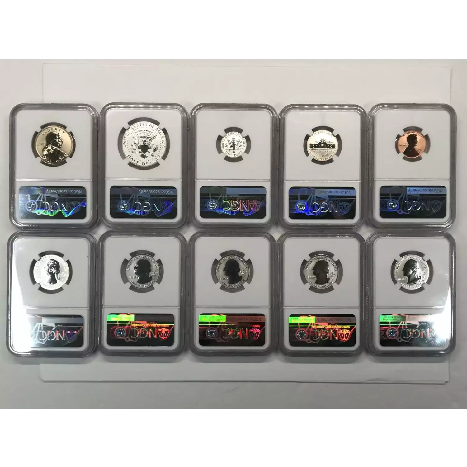 2018-S Silver Proof Set NGC PF-70 Reverse Proof 10-Coin Set Early ...