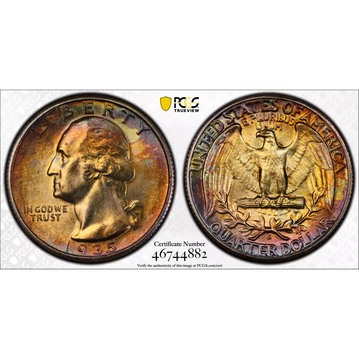 1935-S Silver Washington Quarter PCGS MS-62 - Old Pueblo Coin