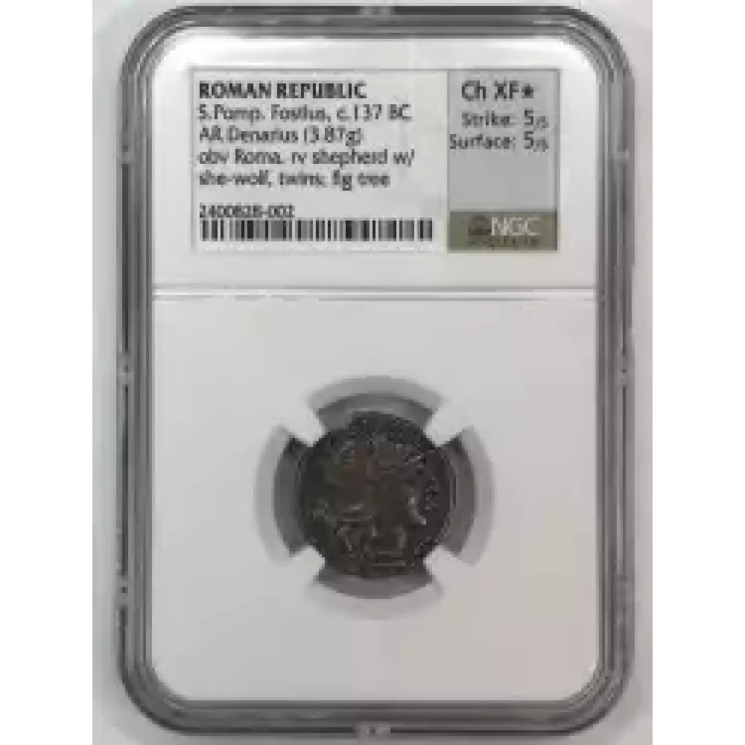 c.137 BC Roman Republic Ancient Coin NGC Ch-XF* Strike: 5/5 Surface: 5/ ...