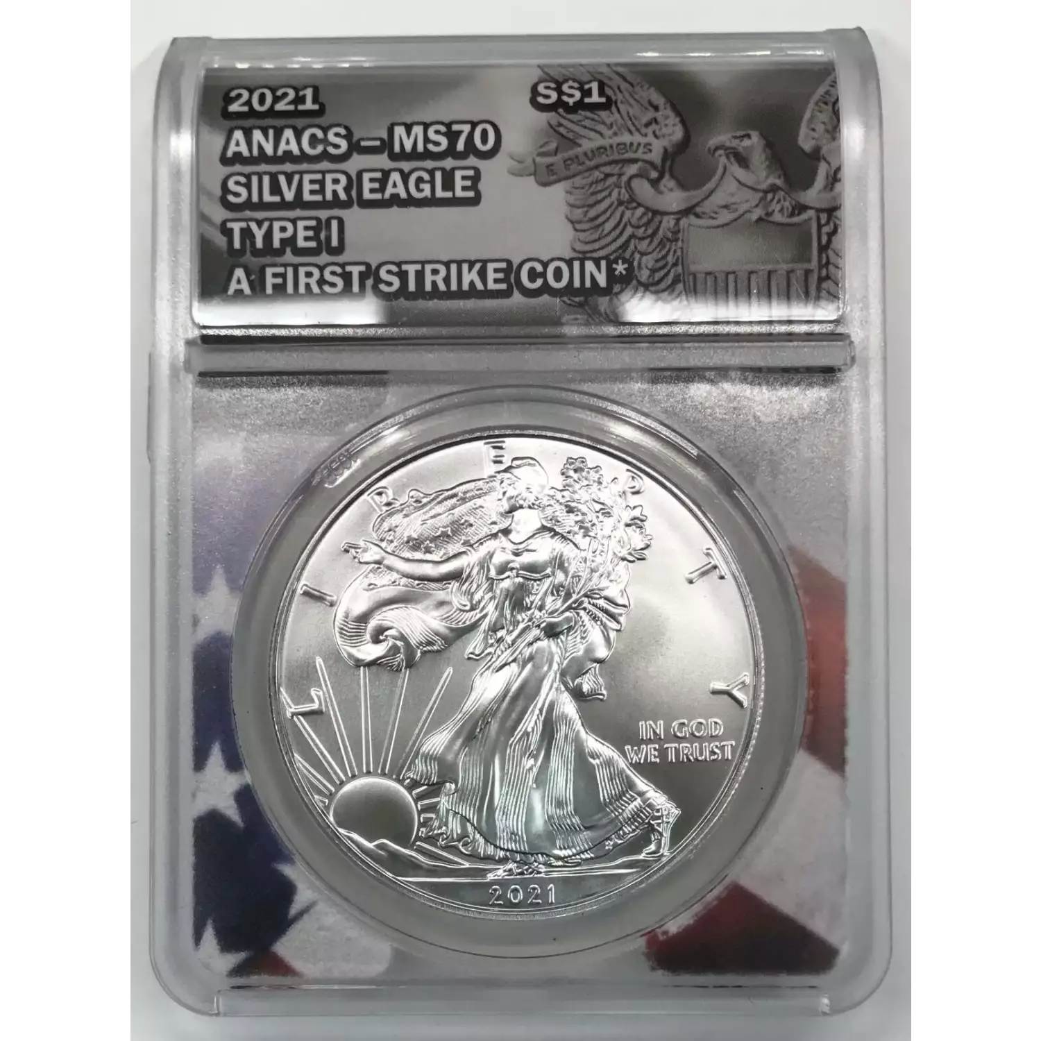 2021 Silver Eagle ANACS MS-70 Type 1 First Strike - Old Pueblo Coin