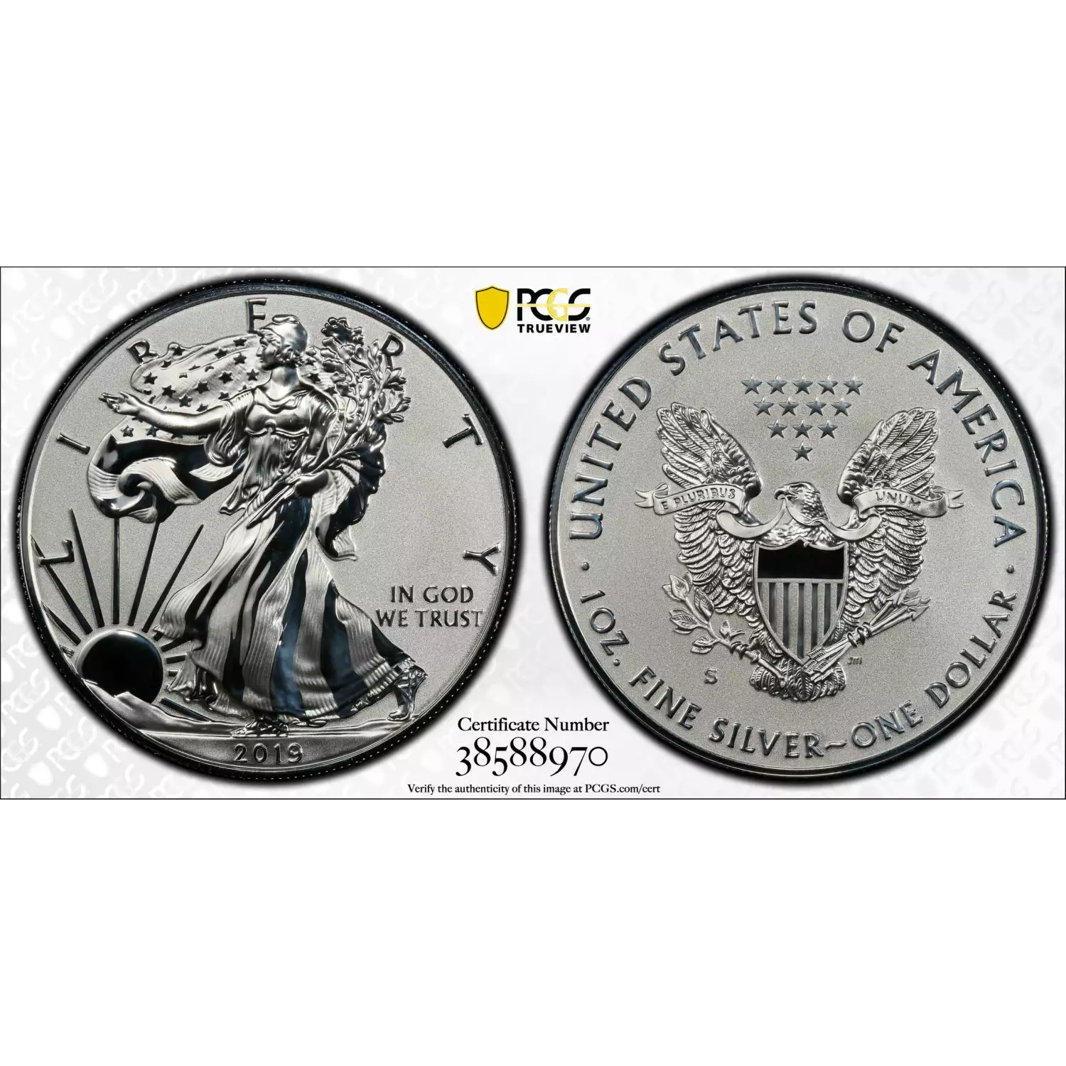 2019-S Silver Eagle PCGS PR-70 Enhanced Reverse Proof First Strike ...