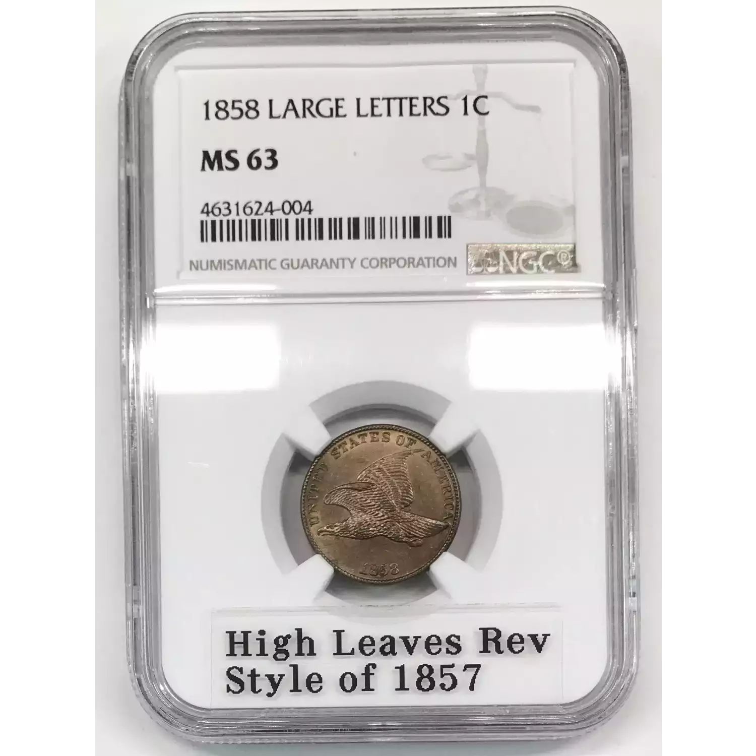1858 Flying Eagle Cent NGC MS-63 LARGE LETTERS - Old Pueblo Coin