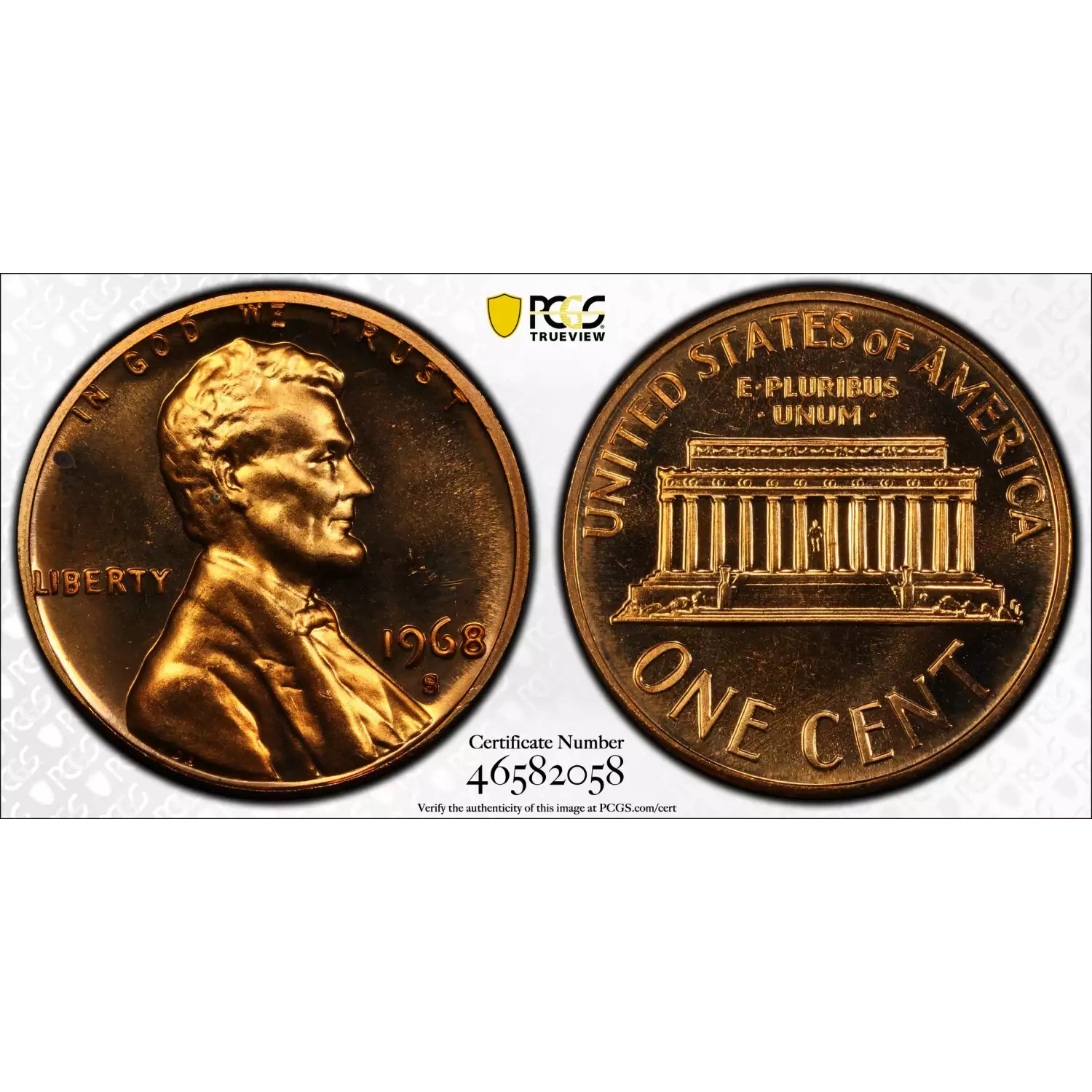 1968-S Lincoln Memorial Cent PCGS PR-66 RD DDO FS-101 - Old Pueblo Coin