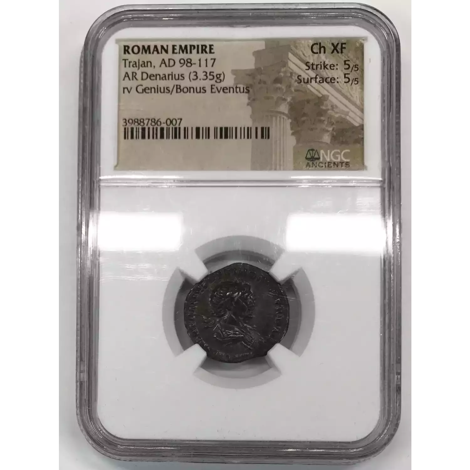 AD 98-117 Roman Imperial Ancient Coin NGC Ch-XF-Strike:-5/5-Surface:-5/ ...